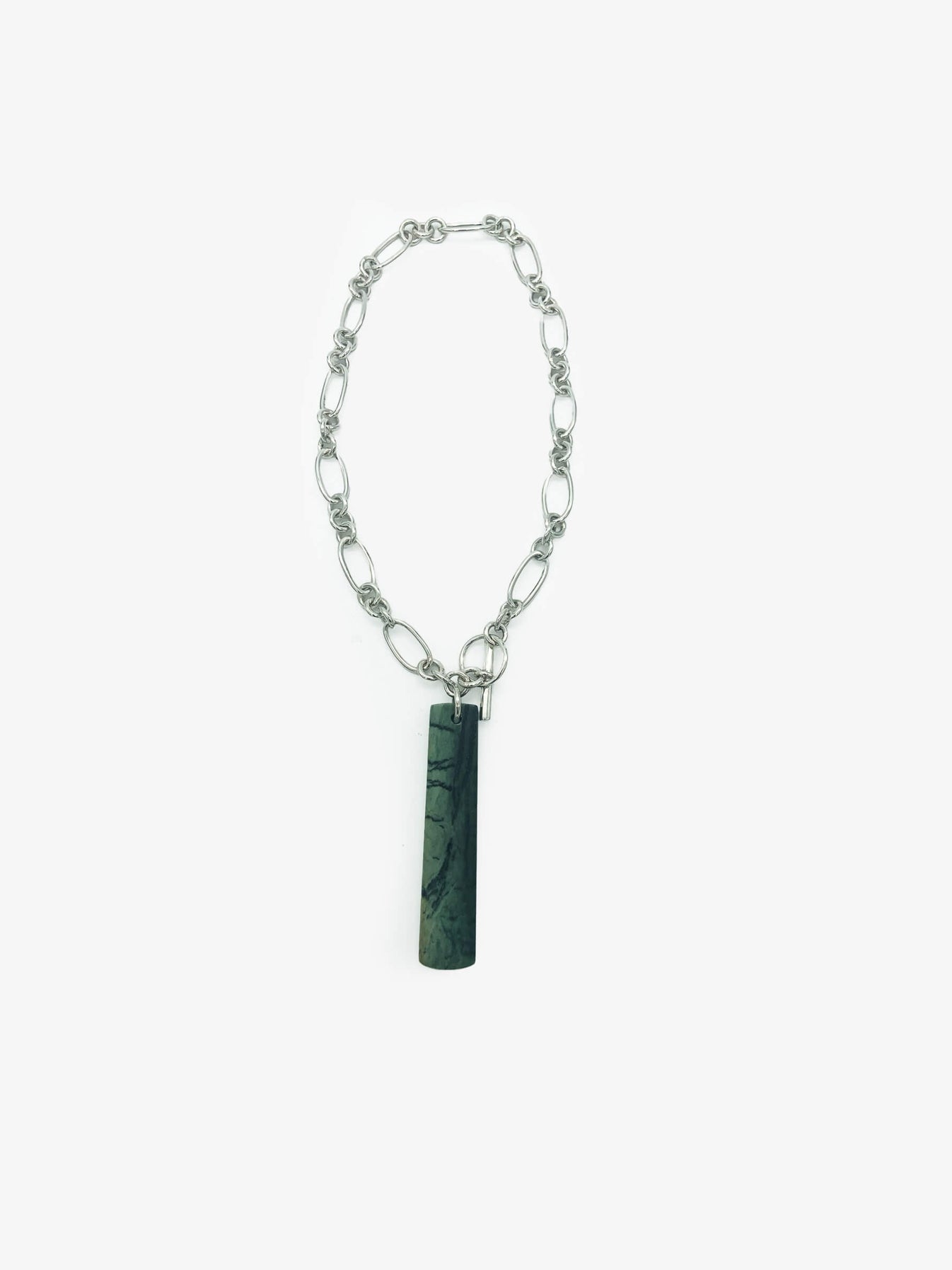 Chunky silver fob chain necklace with Greenstone created by Anna ...